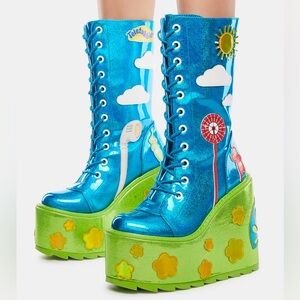 YRU | Shoes | X Teletubbies Dune Laceup Boots Never Wornyru Green And ...